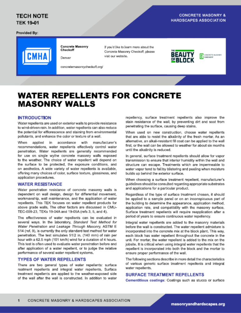 Water Repellents for Concrete Masonry Walls - The Beauty of Block